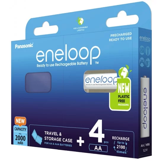 4 Pilhas Aa Recarregáveis Da Panasonic Eneloop 2100 Recargas 2000 Mah